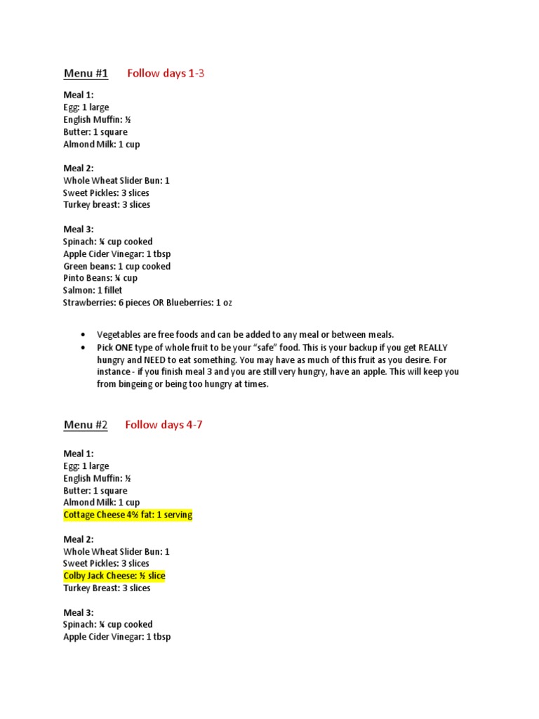 Rotation Diet Plan | Download Free PDF | Meal | Pickling