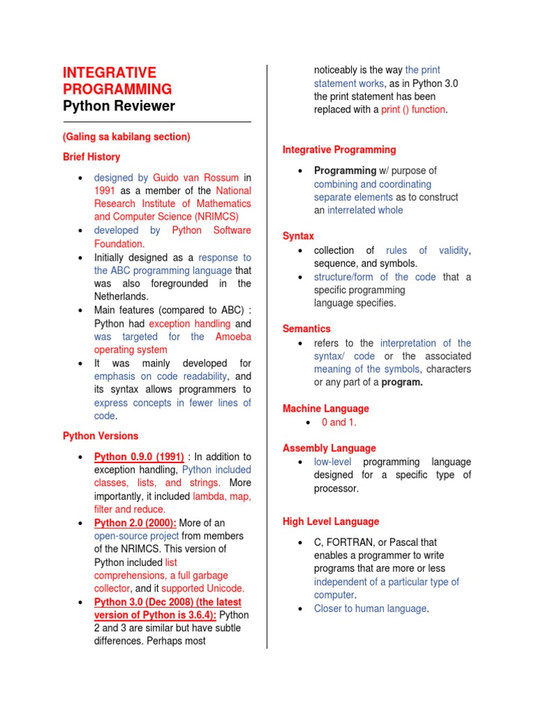 PYTHON Reviewer | PDF | Programming Language | Inheritance (Object Oriented Programming)