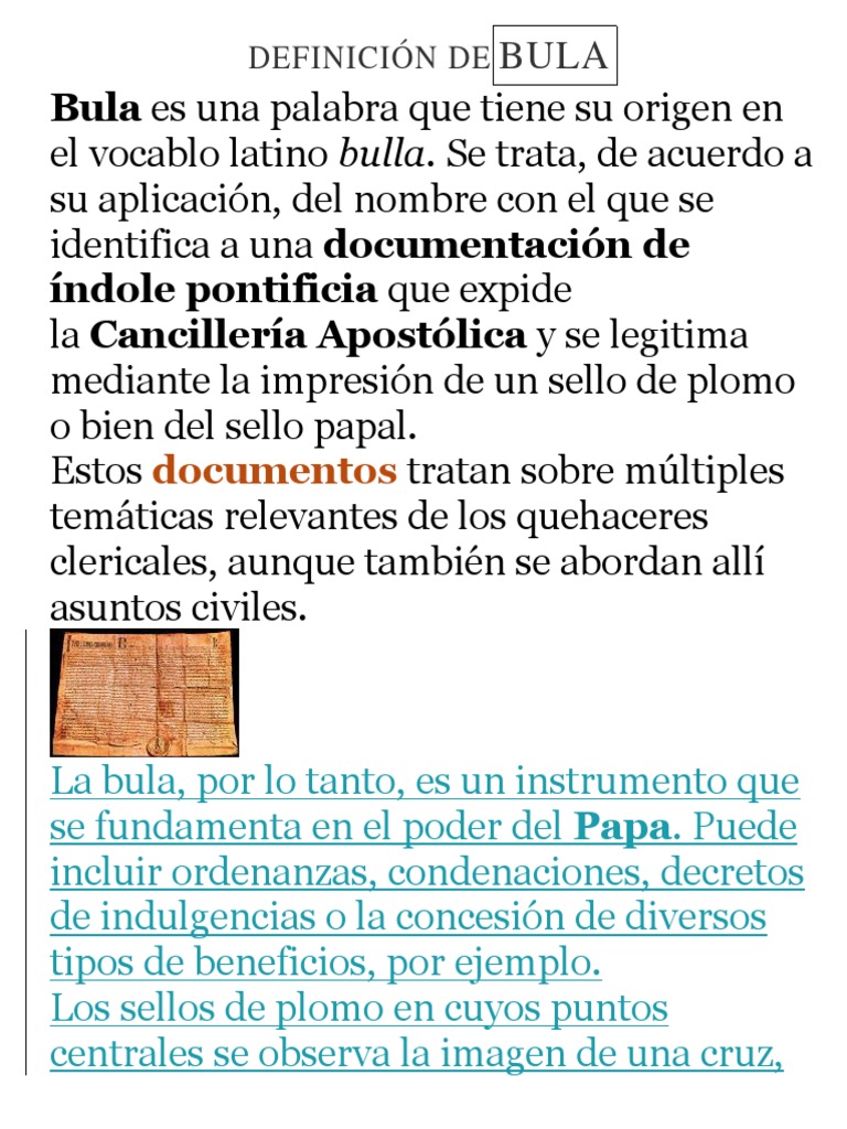 Definición de Bula | PDF | Papa | Religión y creencia