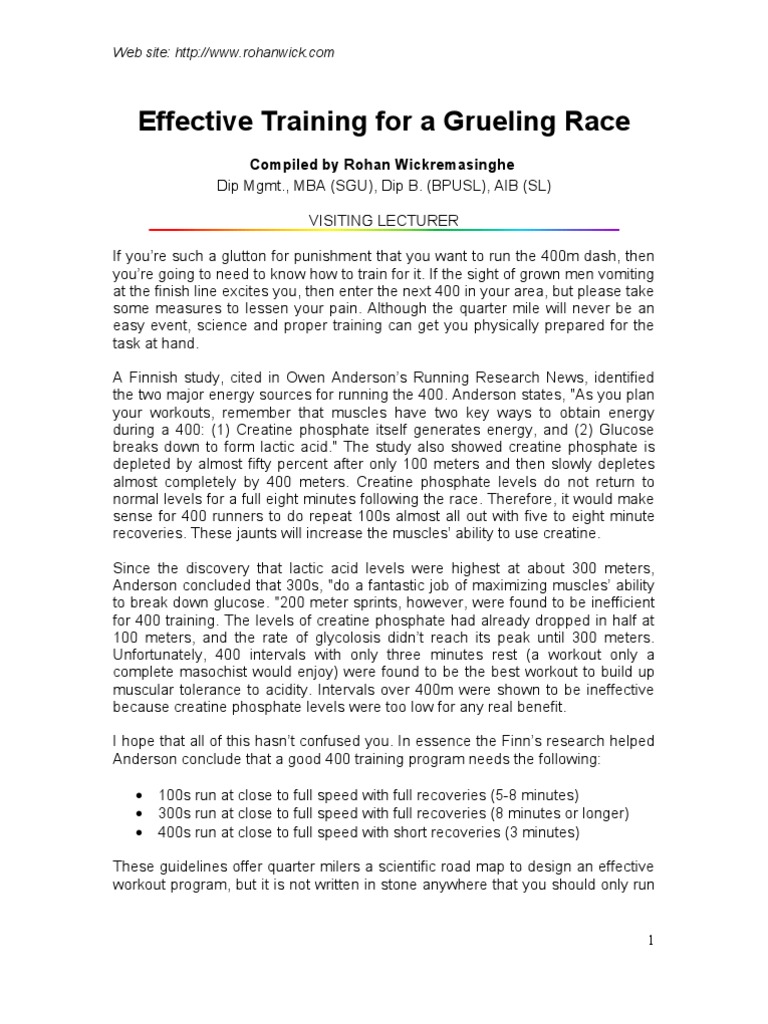 Effective Training For A Grueling Race | PDF | Running | Sports