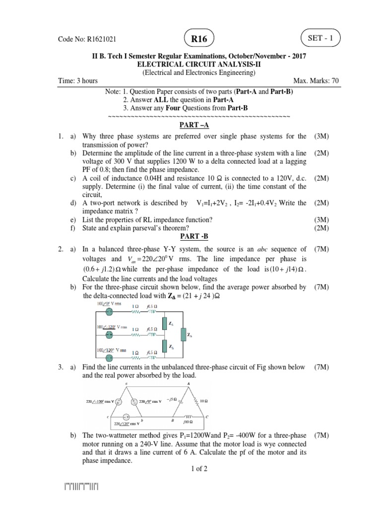 Jntuk 2 1 Eca II Nov 2017 Q.P | PDF | Electrical Impedance | Inductor