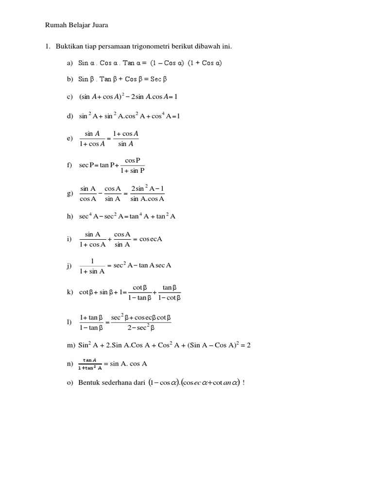Identitas Trigonometri | PDF