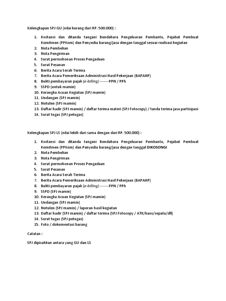 Kelengkapan Spj Pdf