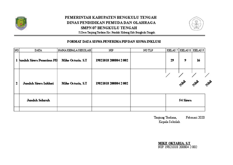 Format Data Penerima Pip | PDF