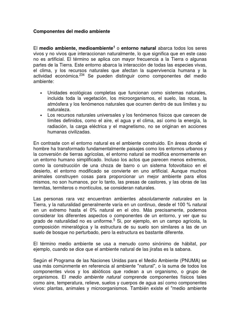 Componentes Del Medio Ambiente | PDF | Entorno natural | Suelo
