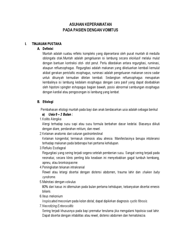 Revisi Asuhan Keperawatan Pada Pasien Dengan Vomitus | PDF