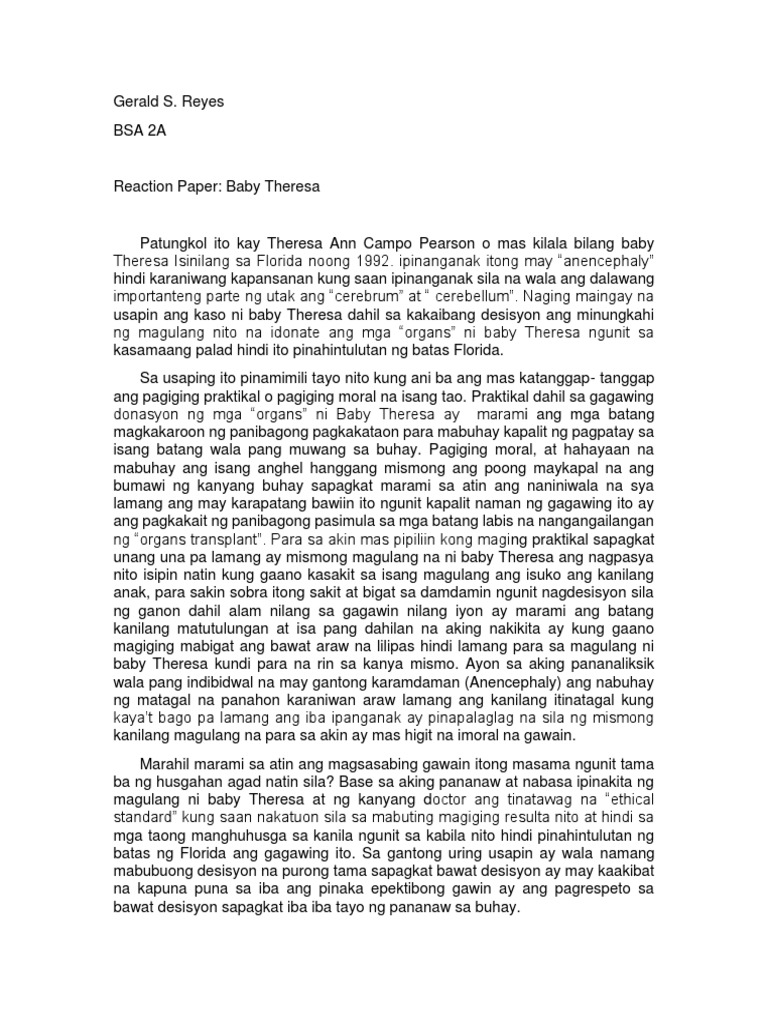 Reaction Paper | PDF