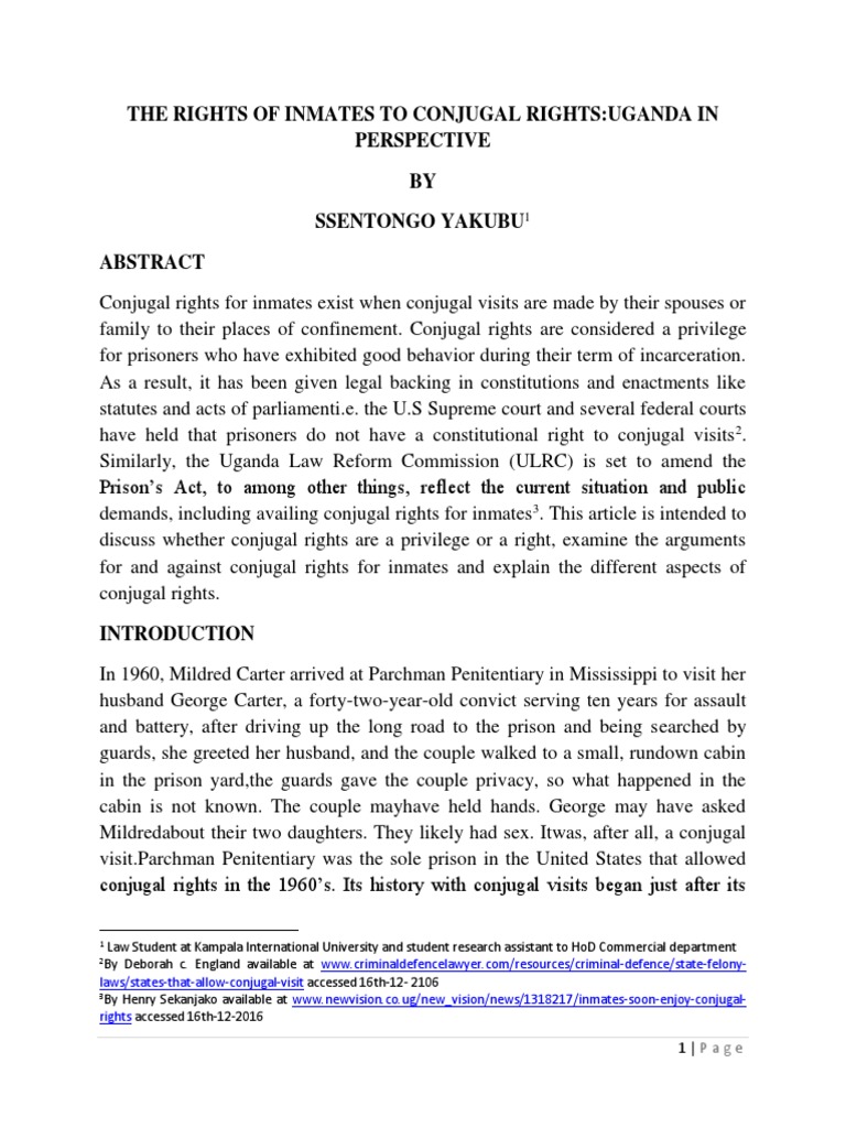 The Rights of Inmates To Conjugal Rights | PDF | Public Law | Justice