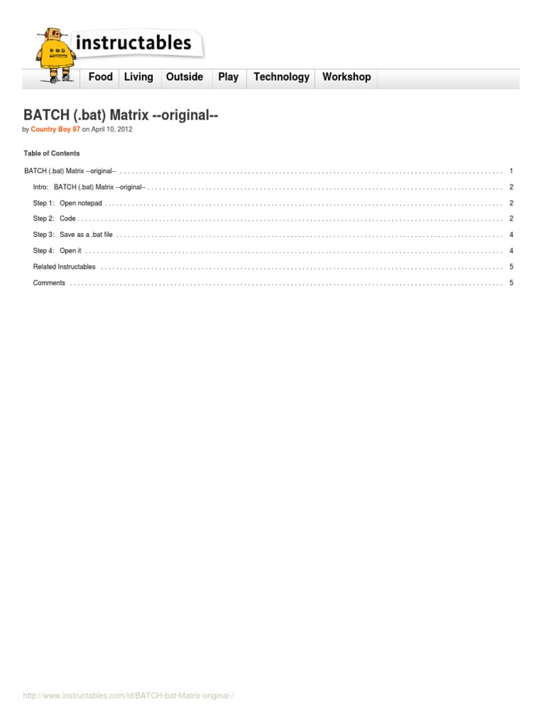 BATCH Bat Matrix Original | PDF | Computer Architecture | Operating ...