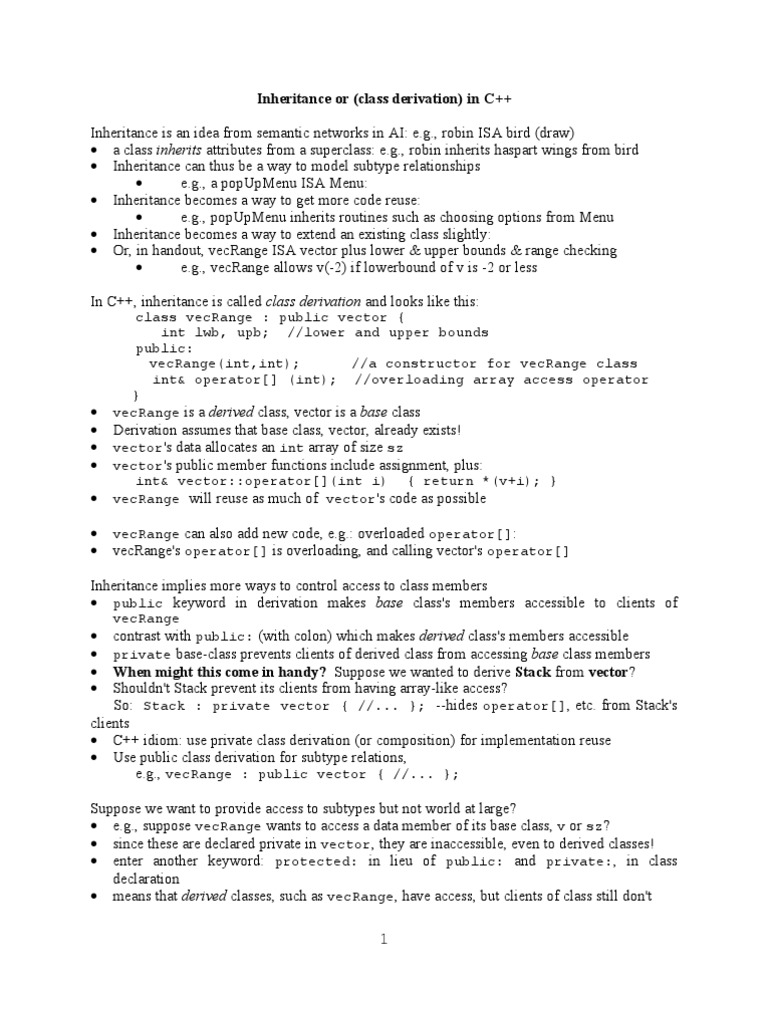 Inheritance Or Class Derivation In C Pdf Class Computer 7498