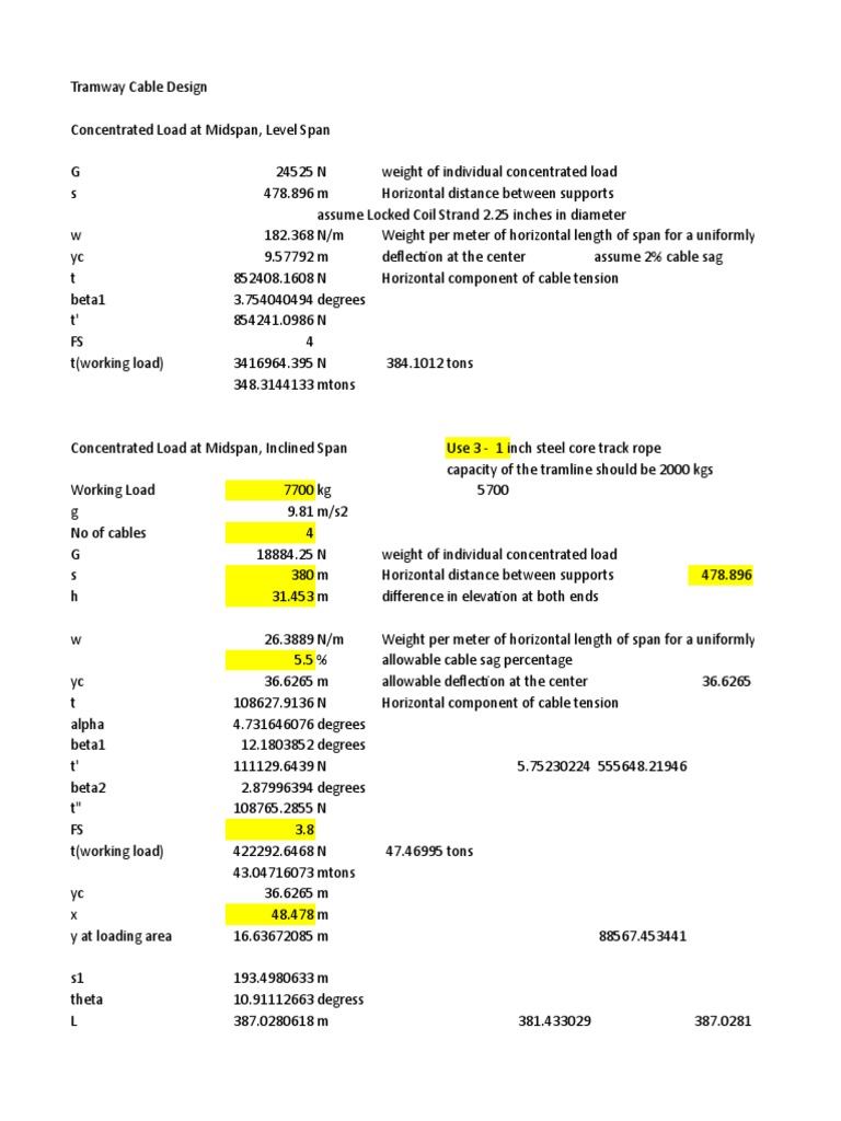 Tramway Cable Design and Estimate | PDF | Rope | Civil Engineering