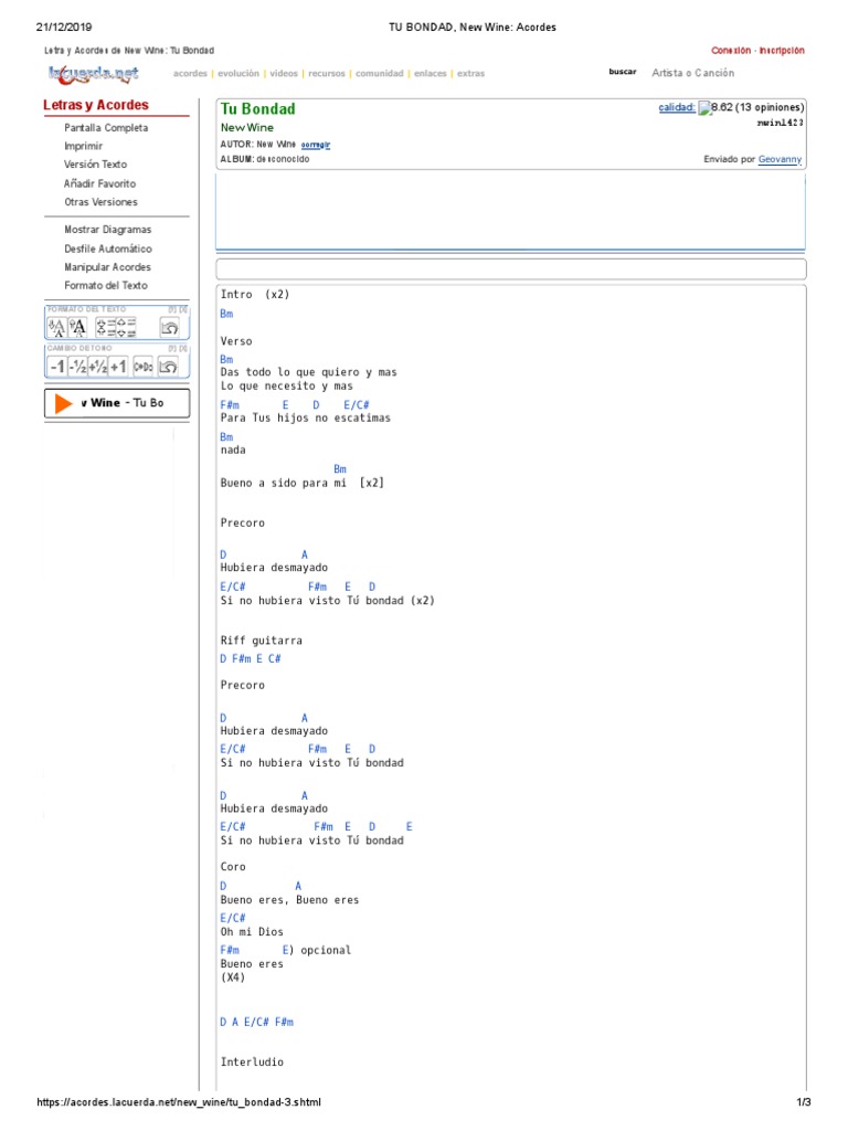 TU BONDAD, New Wine - Acordes | PDF