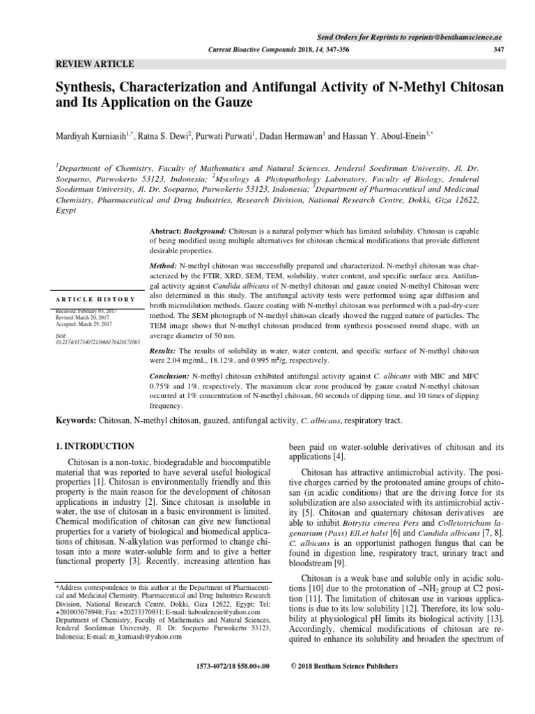 Current Bioactive Compounds 2018 | PDF | Solubility | Cell Membrane