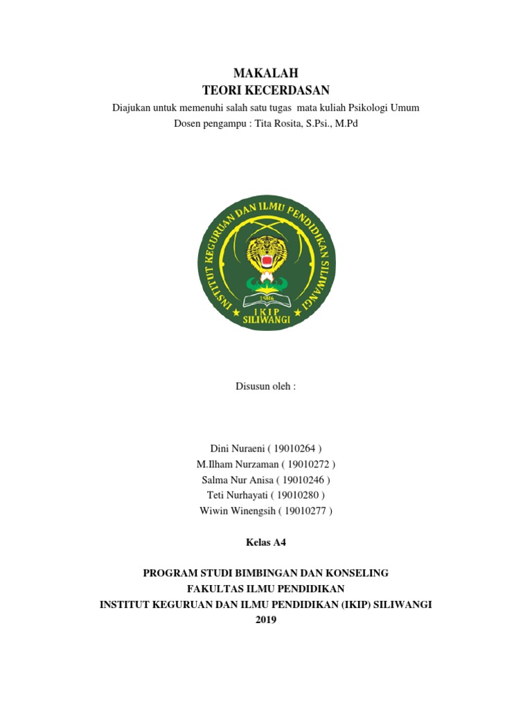 Teori Kecerdasan (Kelompok 4 Bu Tita) | PDF