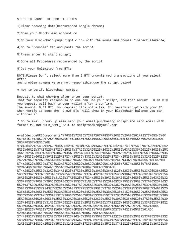 New Blockchain Unconfirmed Hack Script 2 1 PDF | PDF | Bitcoin ...