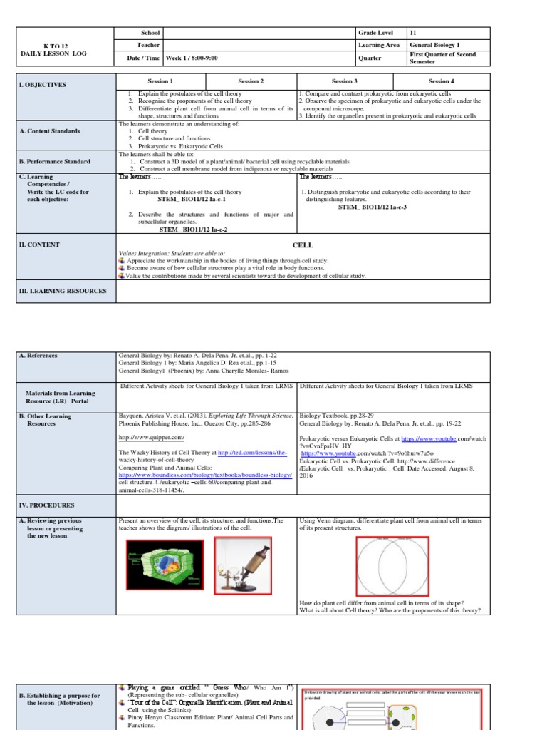 DLL SHS STEM Grade 12 - General Biology1 Quarter1 Week1 (Palawan ...