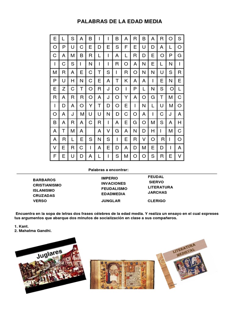 Sopa de Letras Edad Media | PDF