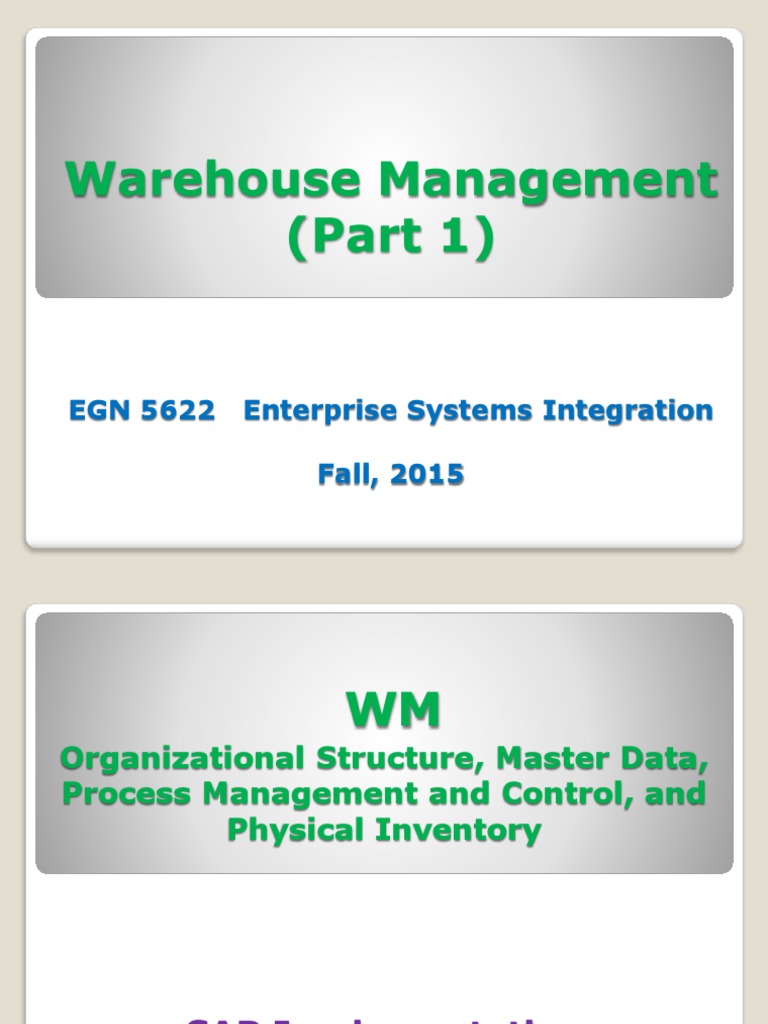 EGN - 5622 - Warehouse Management - Part 1 Lab 8 | PDF | Warehouse ...