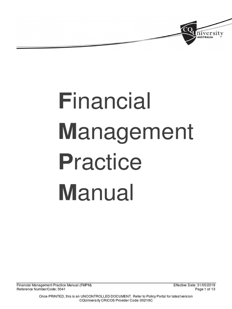 Financial Management Practice Manual | PDF | Records Management | Risk ...