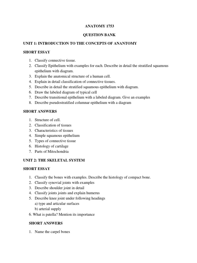 1753 Anatomy Question Bank | PDF | Human Digestive System | Endocrine ...