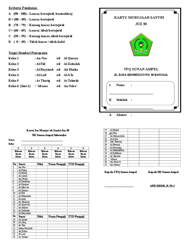 Kartu Murojaah | PDF