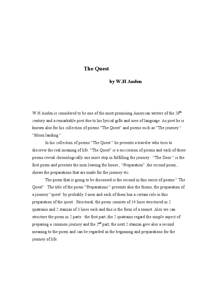 The Quest | PDF | Poetry | Cognitive Science