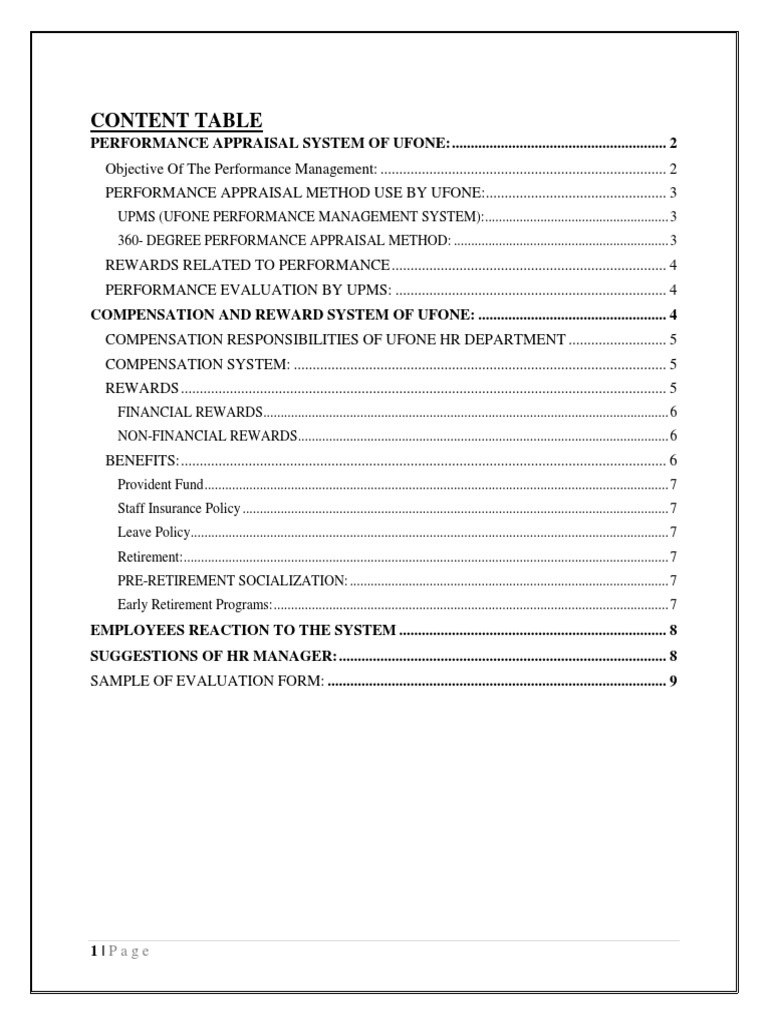 Ufone Final Project | PDF | Performance Appraisal | Compensation And Benefits