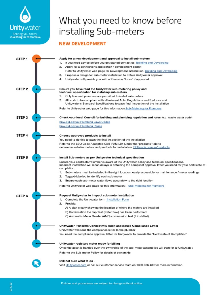 0720-01 Installing Sub-Meters - New Premises | PDF | Plumbing ...