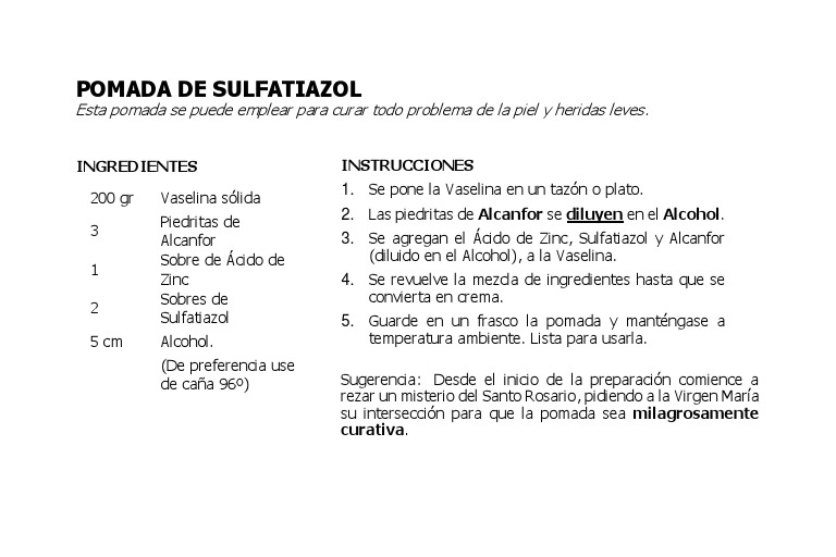 Uso y preparación de pomada de sulfatiazol | PDF