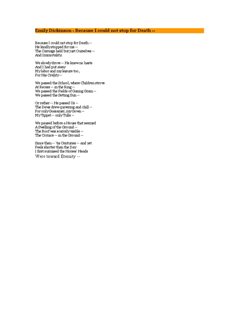 Emily Dickinson's Journey with Death | PDF | Poetry