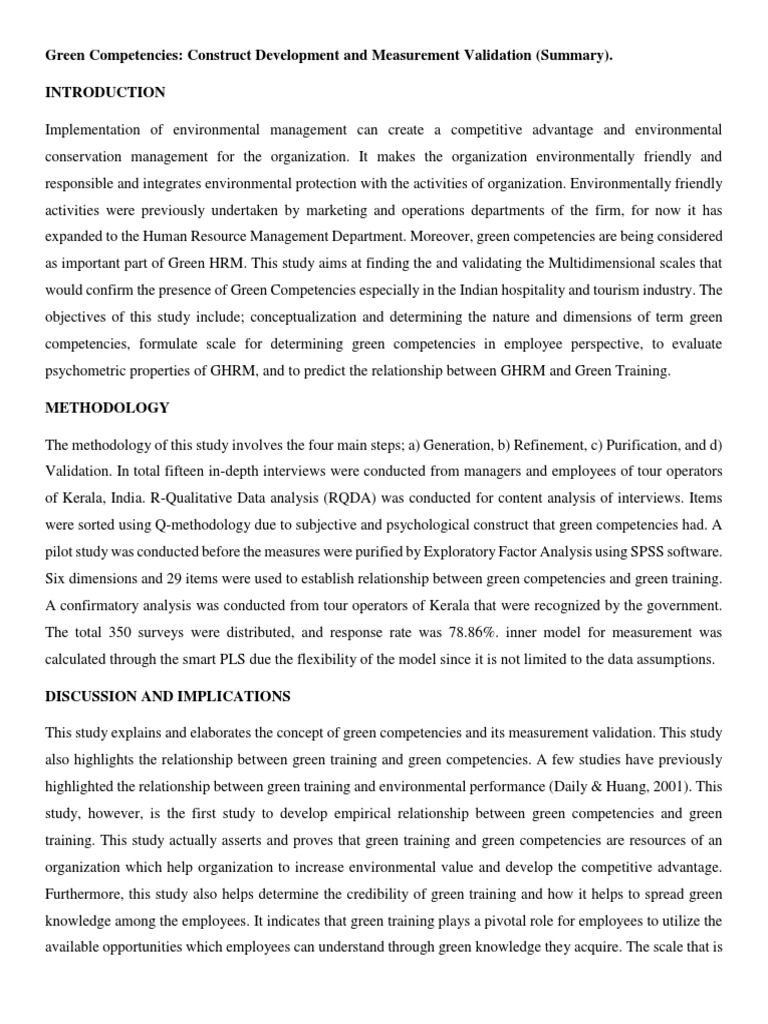 Green Competencies (Summary) | PDF | Competence (Human Resources ...
