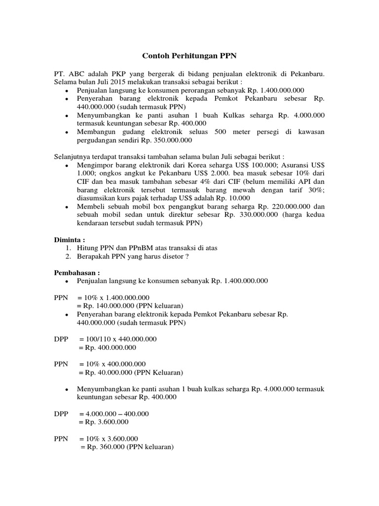 Contoh Perhitungan PPN | PDF