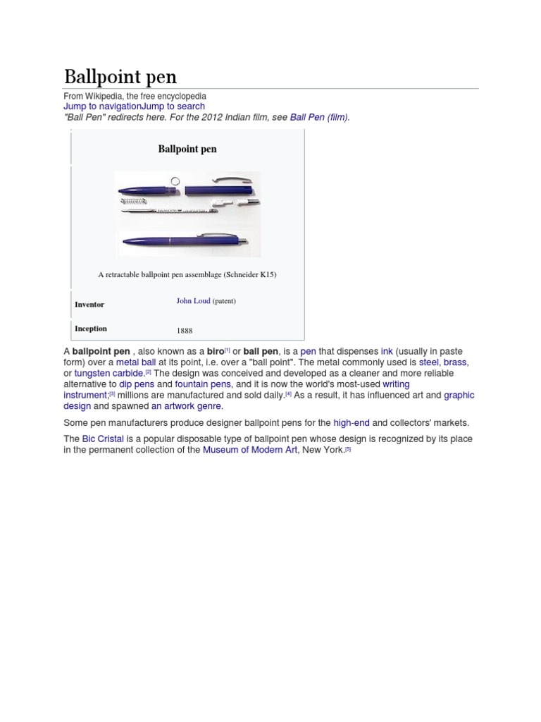 Ballpoint Pen: History & Impact | PDF