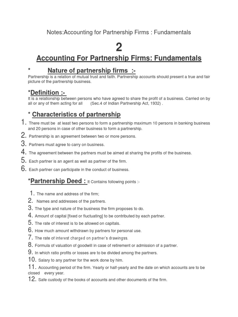 Partnership Accounting Fundamentals Notes | PDF | Partnership | Interest
