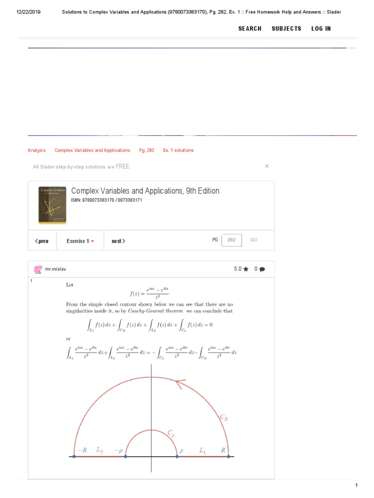 Solutions To Complex Variables and Applications (9780073383170), Pg ...