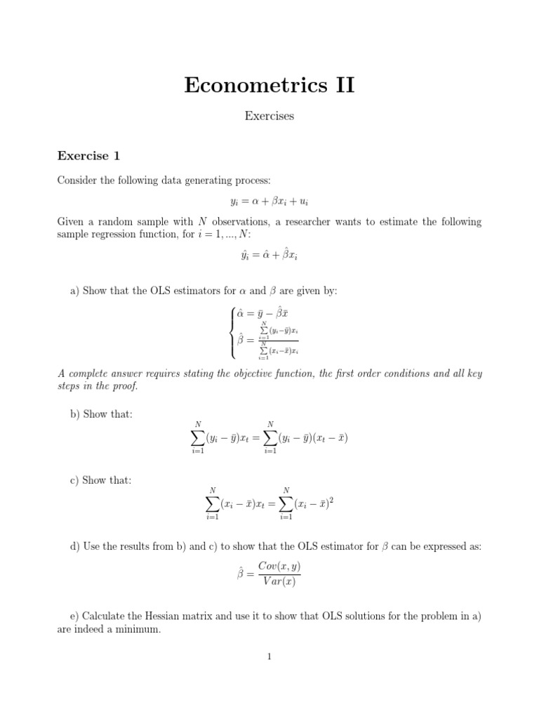 EconometricsII Exercises | PDF | Ordinary Least Squares | Errors And Residuals