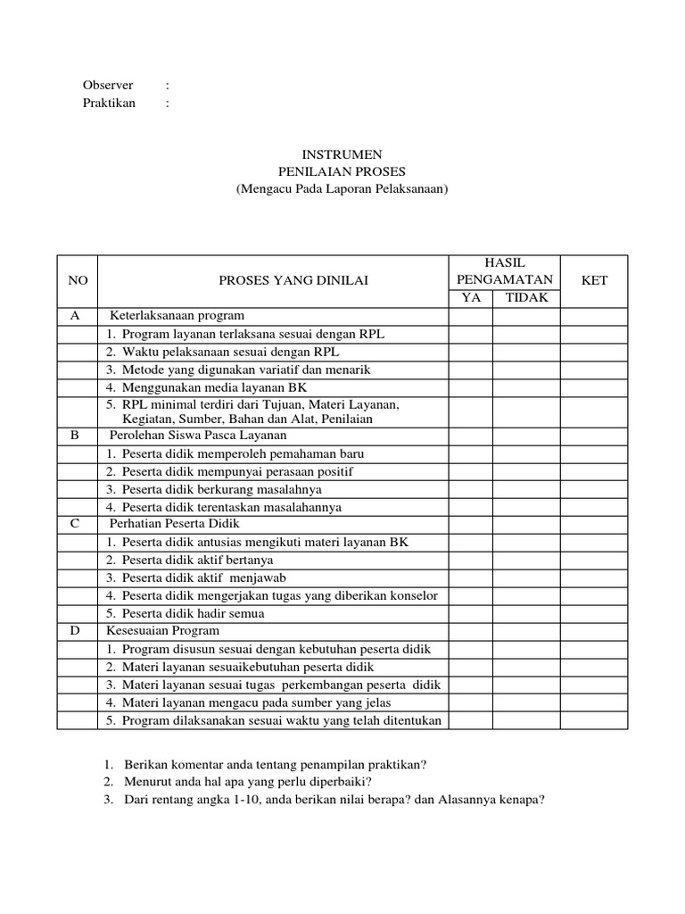 Penilaian Observer | PDF