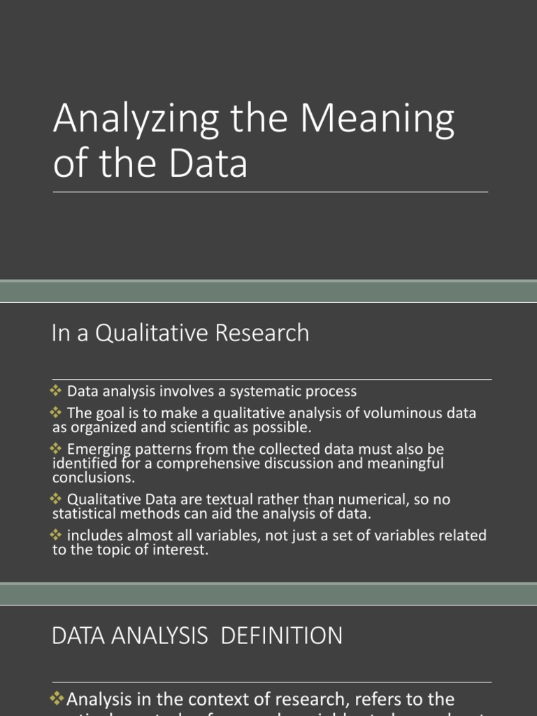 Analyzing The Meaning of The Data | PDF | Qualitative Research | Data ...
