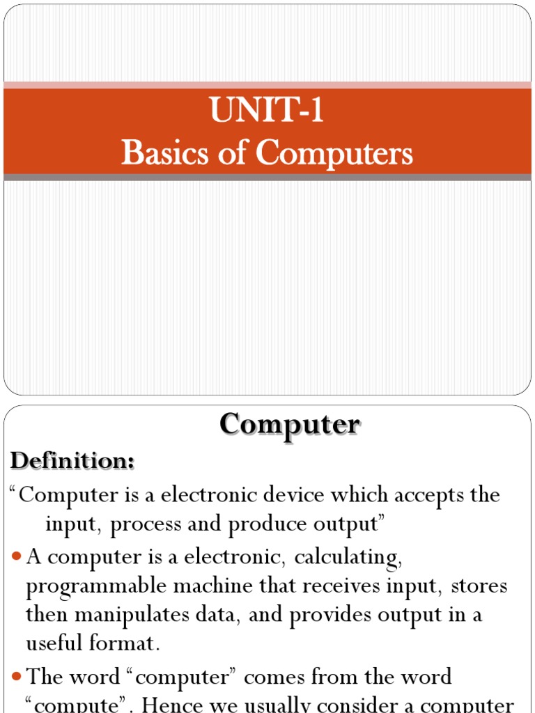 Unit-1 Basics of Computers | PDF | Central Processing Unit | Electrical ...