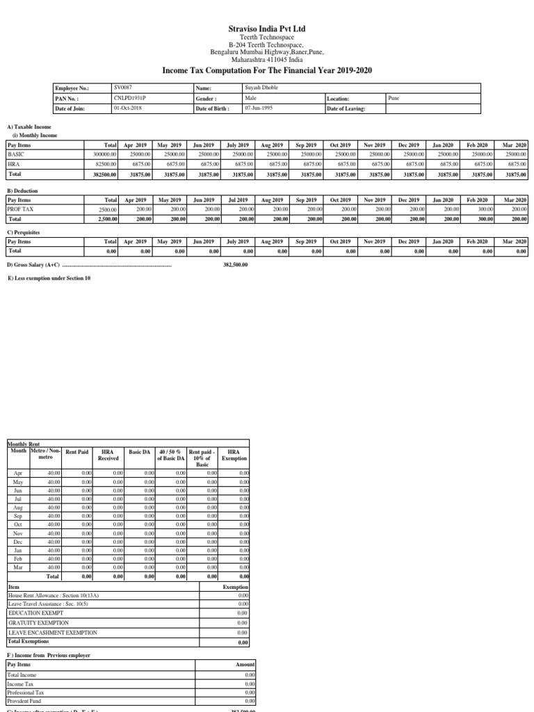 Income Tax Statement PDF | PDF | Income Tax In India | Income Tax