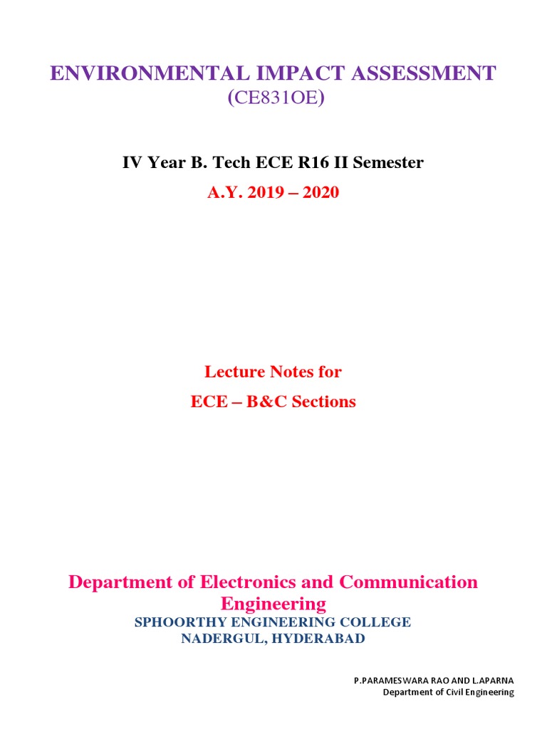 Eia Notes U1 Pdf Pdf Environmental Impact Assessment Decision Making