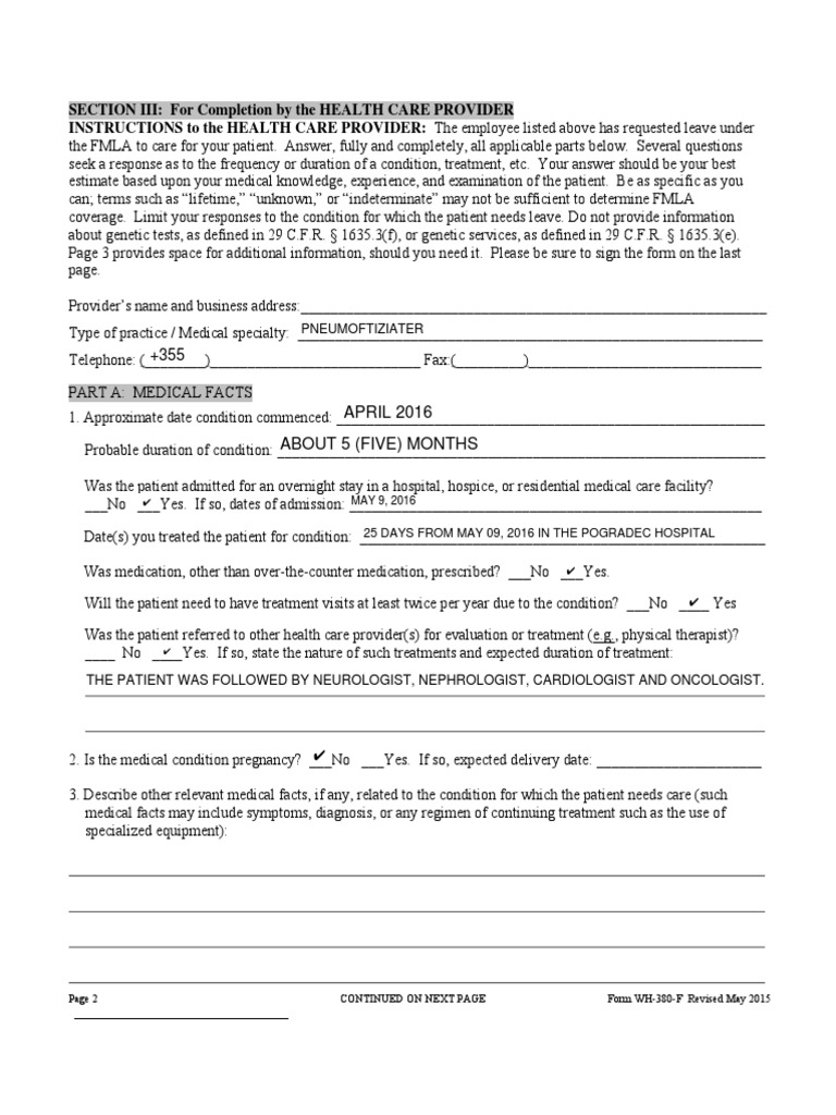Form WH-380-F Asistence Mjekesore | PDF | Health Care | Patient