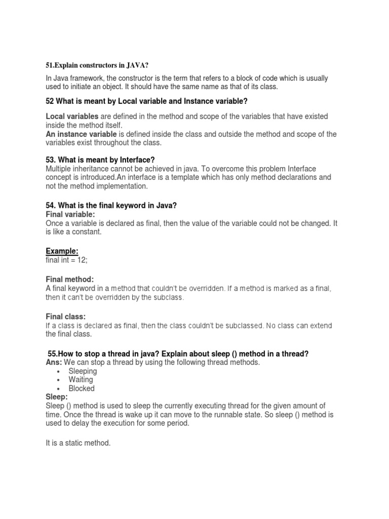 Java Questions | PDF | Class (Computer Programming) | Method (Computer ... Java Questions | PDF | Class (Computer Programming) | Method (Computer ...