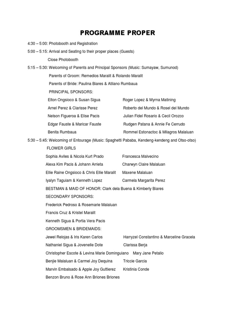 Programme Proper - Wedding Fenn and Rhoy | PDF | Ceremonies | Wedding