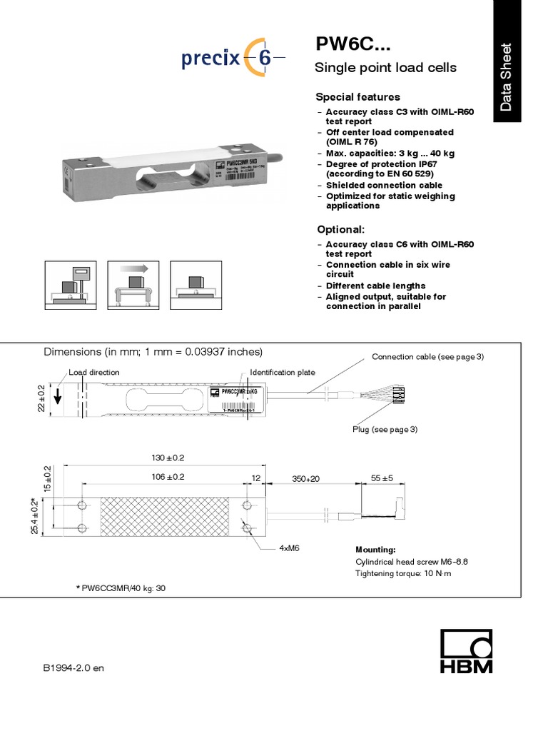 Cella Di Carico HBM pw6 | Download Free PDF | Sensitivity And Specificity | Electronics
