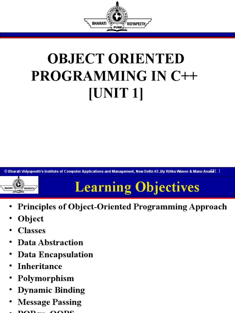 OOPs in C++ UNIT-I | Download Free PDF | Object Oriented Programming | Pointer (Computer ...