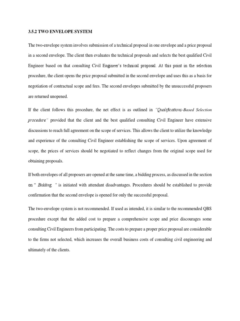 3.5.2 Two Envelope System Inguillo and Zolets | PDF