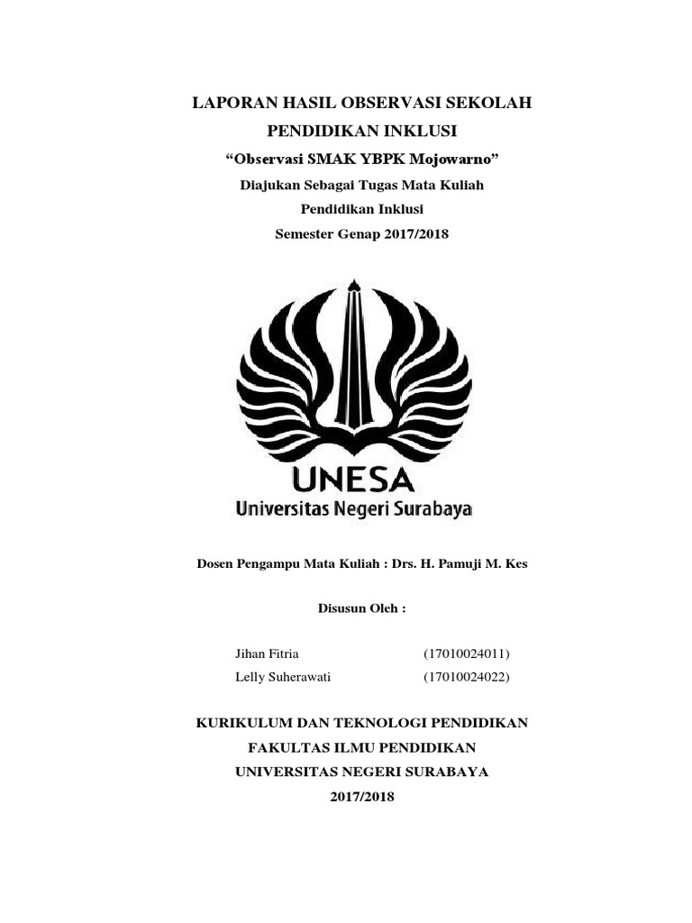 Laporan Hasil Observasi Sekolah Inklusi | PDF
