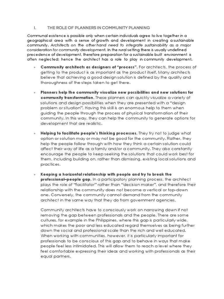 Role of Architects in Community Planning | PDF | Community | Community ...