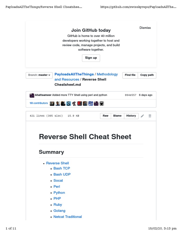 Reverse Shell Cheet Sheet | PDF | Network Socket | Computer Architecture